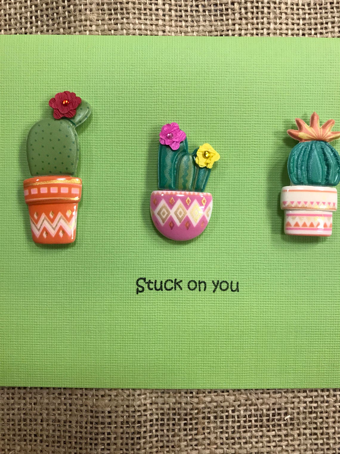 Stuck on You Cactus Card/dimensional Cactus Stickers/love Card - Etsy