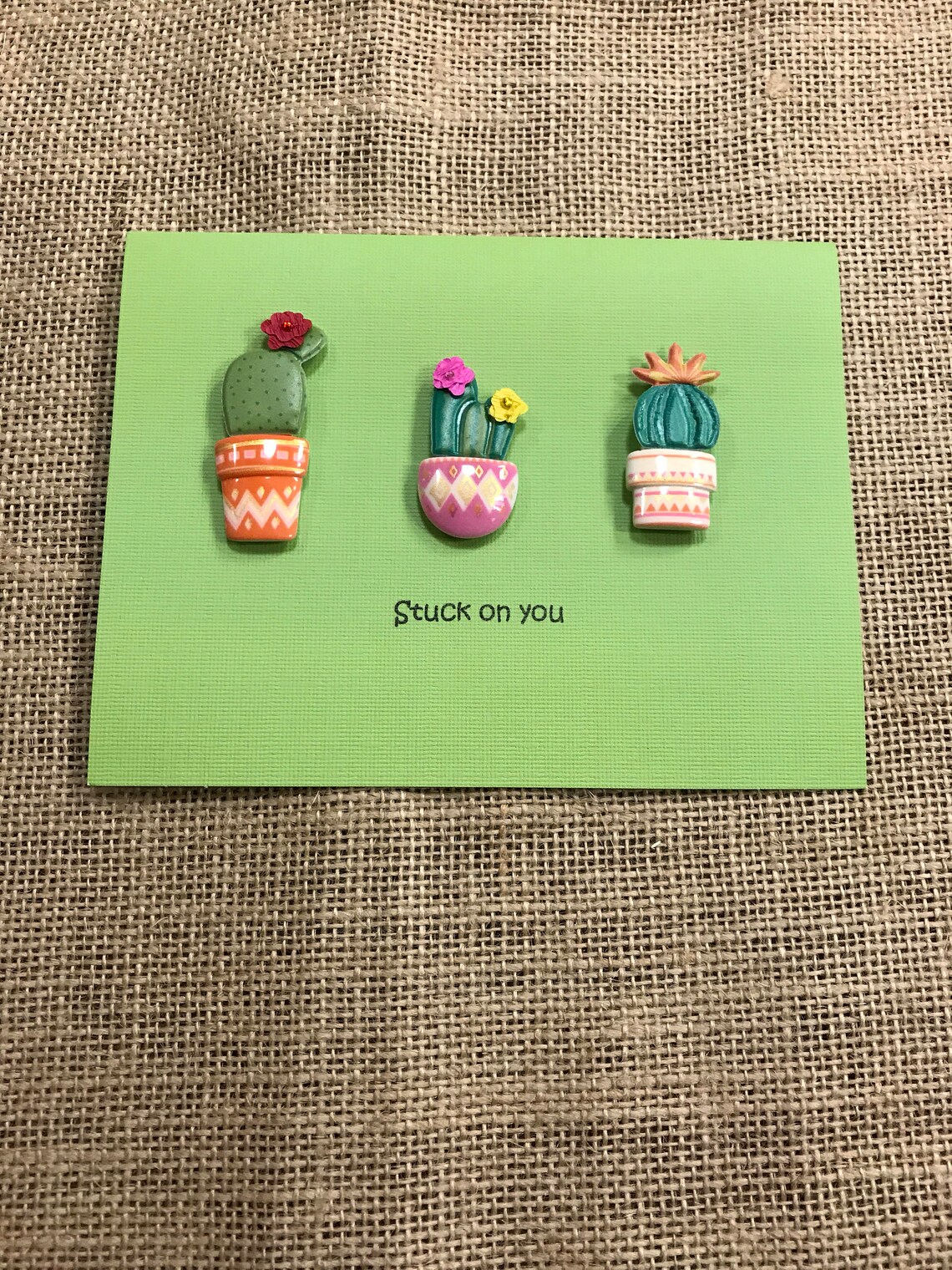 Stuck on You Cactus Card/dimensional Cactus Stickers/love Card - Etsy
