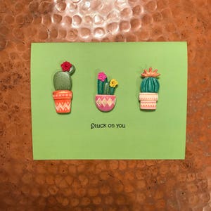 Stuck on You Cactus Card/dimensional Cactus Stickers/love Card - Etsy