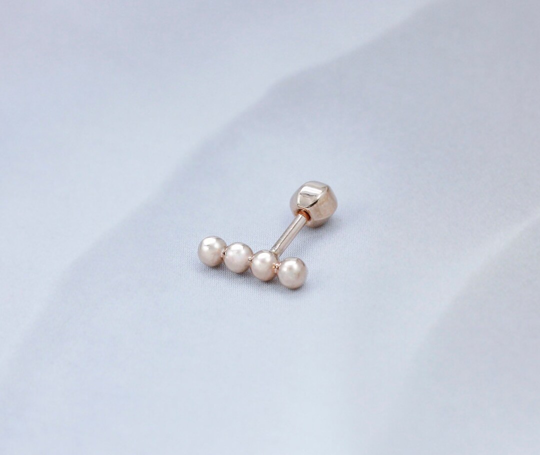 Mini Ball Stick Shaped 14K Solid Gold Lobe, Inner Conch, Outter Conch ...