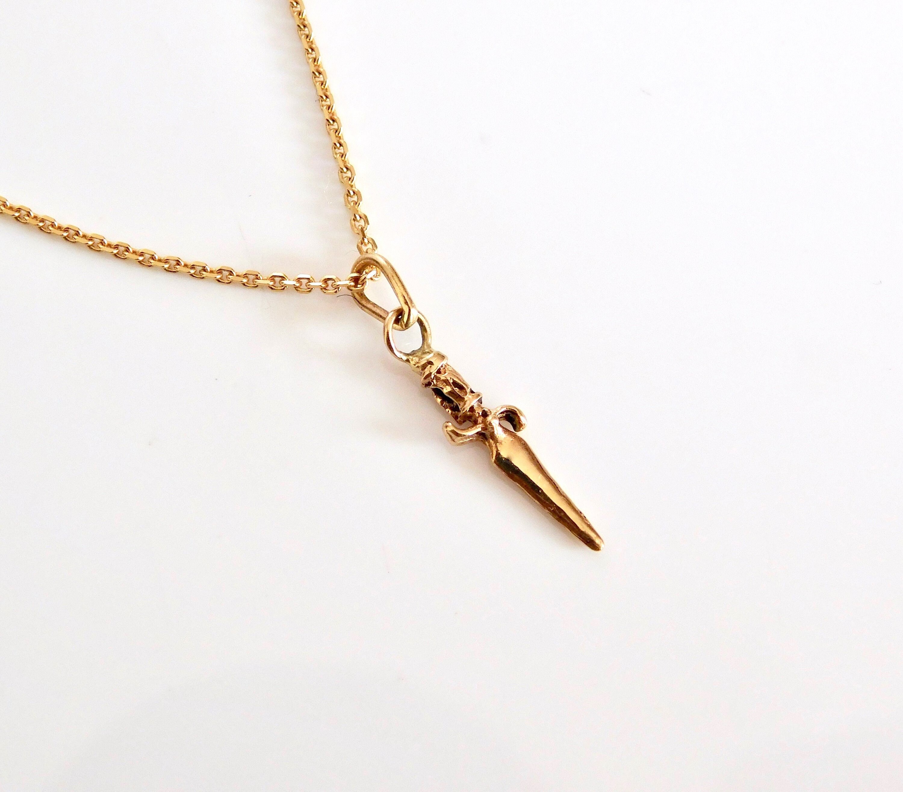 18k Gold Dagger Sword Pendant His and Hers Dagger Charm - Etsy