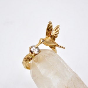 Hummingbird Diamond Ring in 18k Gold - Etsy