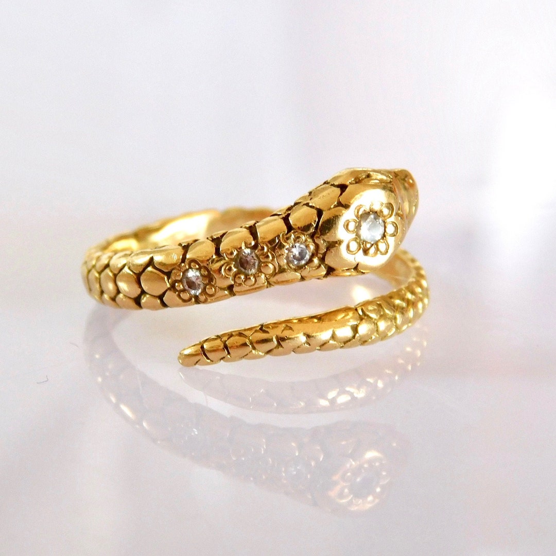 Snake Diamond Band Ring in 18k Solid Gold His & Hers - Etsy