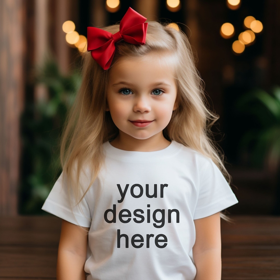Girls Bella Canvas White T Shirt Mockup, Toddler Shirt Mock Up, Kids ...