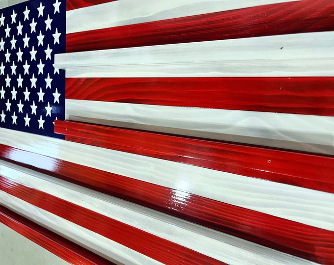 AMERICAN FLAG: Challenge Coin Display Flag Options, Wooden Flag, United ...