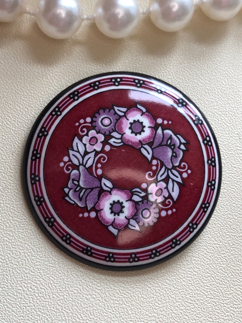 Stunning Vintage Signed Michaela Frey Enamel Brooch, Folk Art, Boho ...
