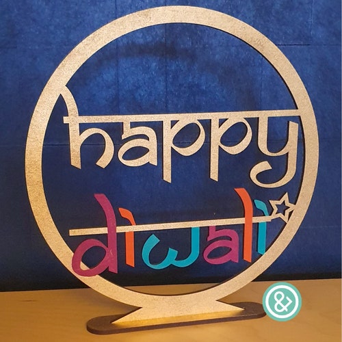 Personalised Freestanding Diwali Sign With Geometric Tealight - Etsy