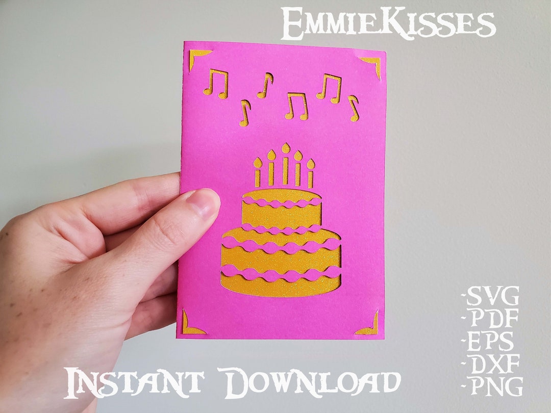 Birthday Cake Card SVG DXF Cutting File - Instant Download - Etsy