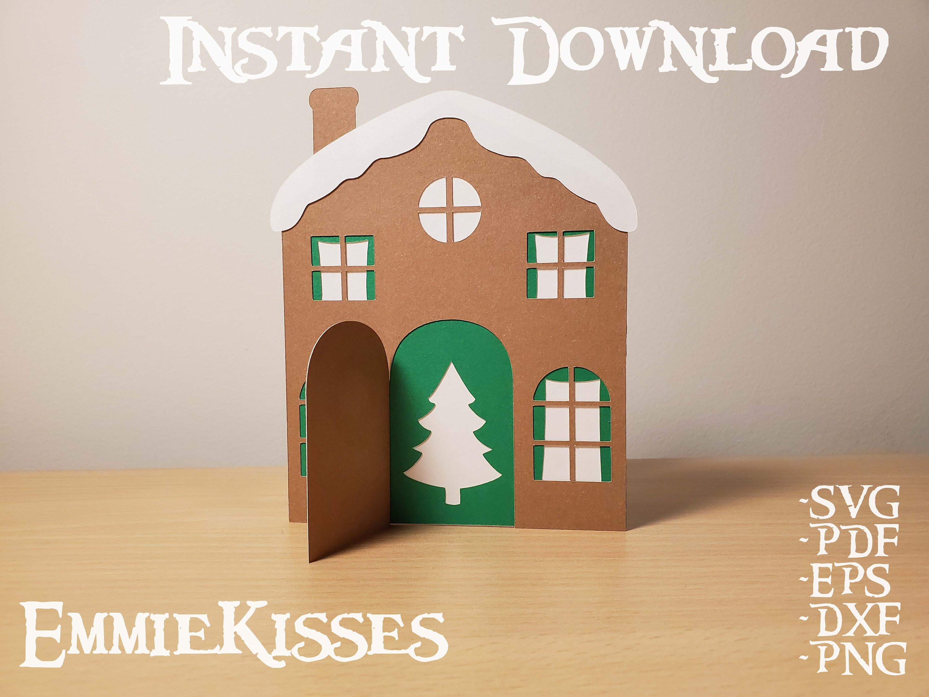 3D Gingerbread House Card SVG Cutting File - Instant Download - Etsy