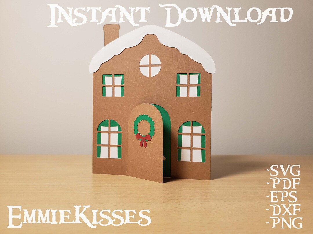 3D Gingerbread House Card SVG Cutting File - Instant Download - Etsy