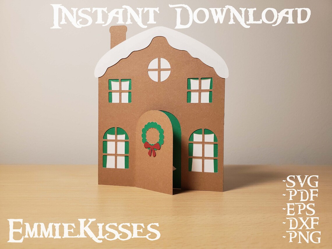 3D Gingerbread House Card SVG Cutting File - Instant Download - Etsy