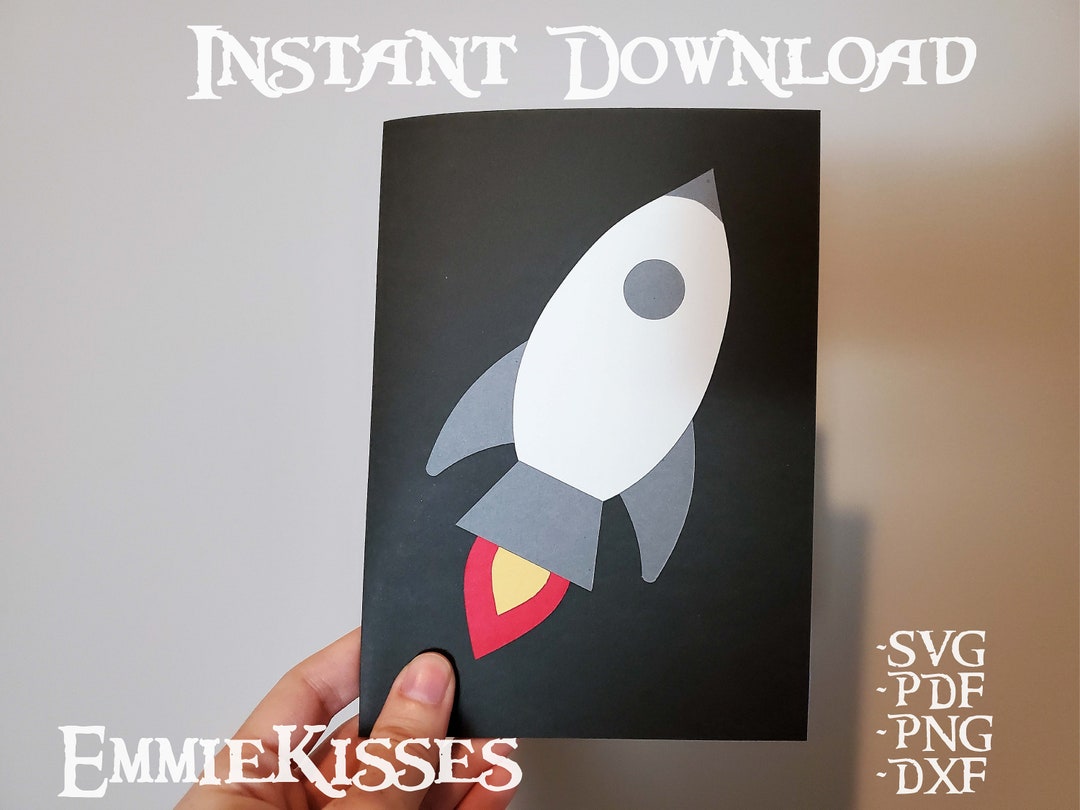 Space Rocket Card SVG Cutting File - Instant Download - Etsy