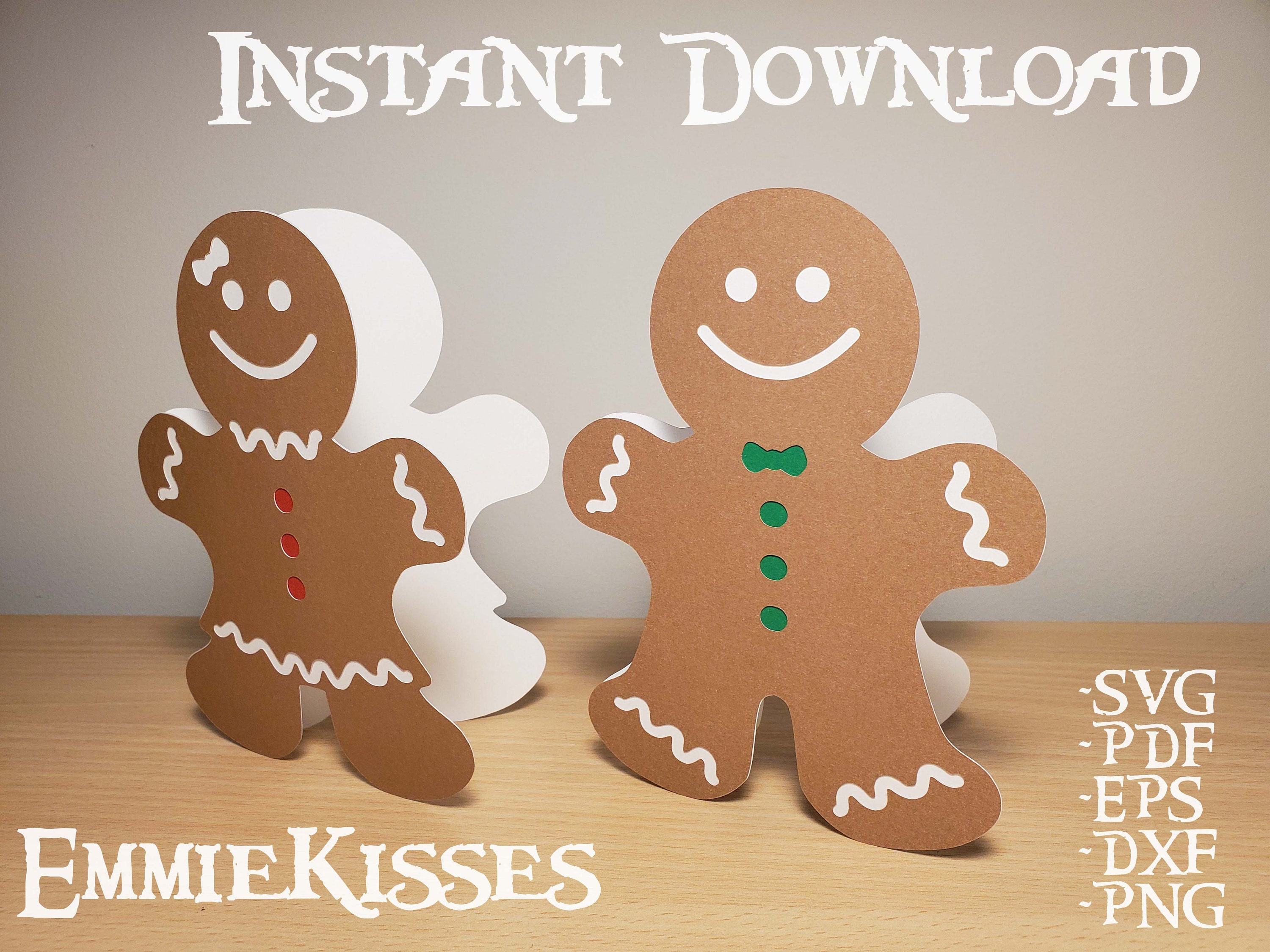 Gingerbread People Cards SVG Cutting File Instant Download | Etsy