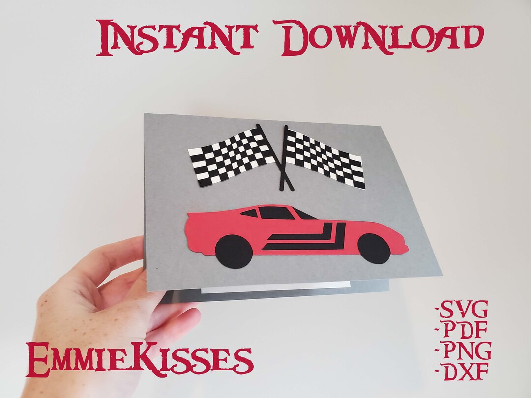 Race Car Card SVG Cutting File - Instant Download - Etsy