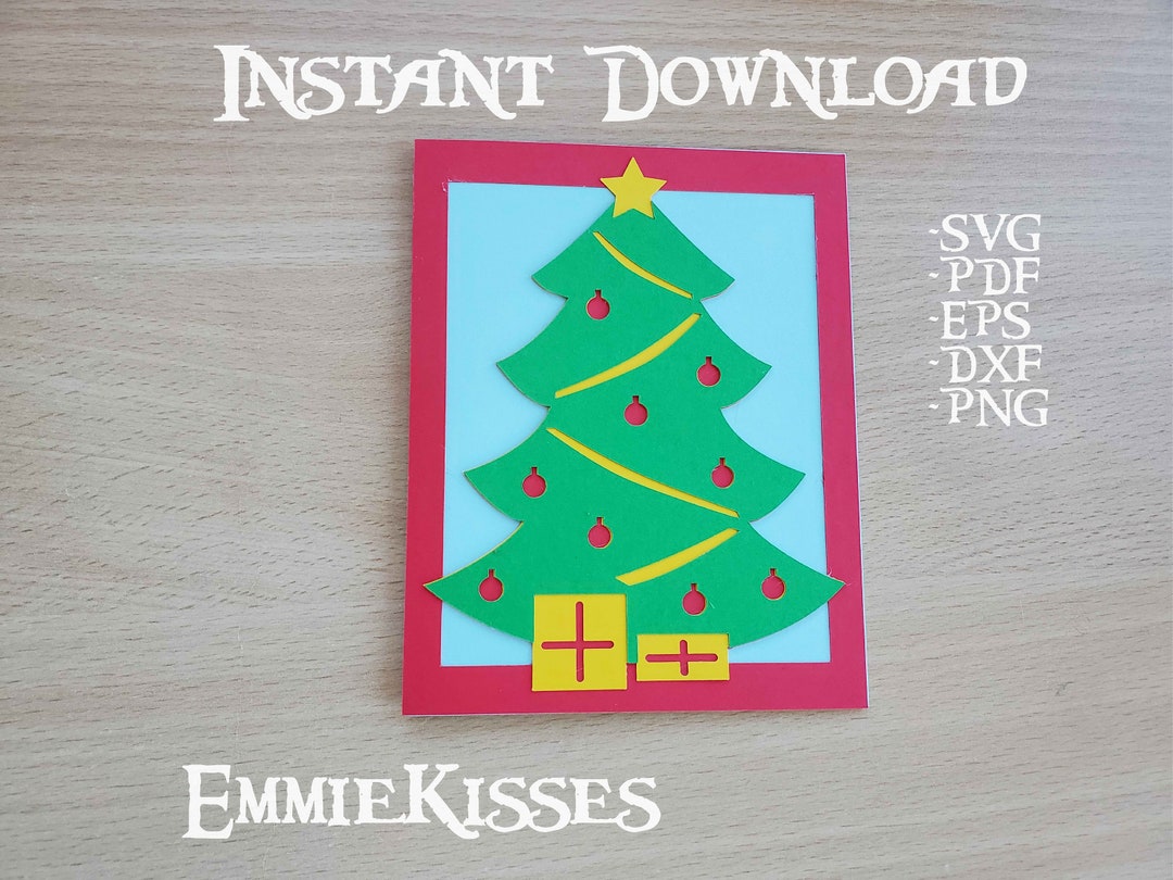 Christmas Tree Card SVG Cutting File - Instant Download - Etsy