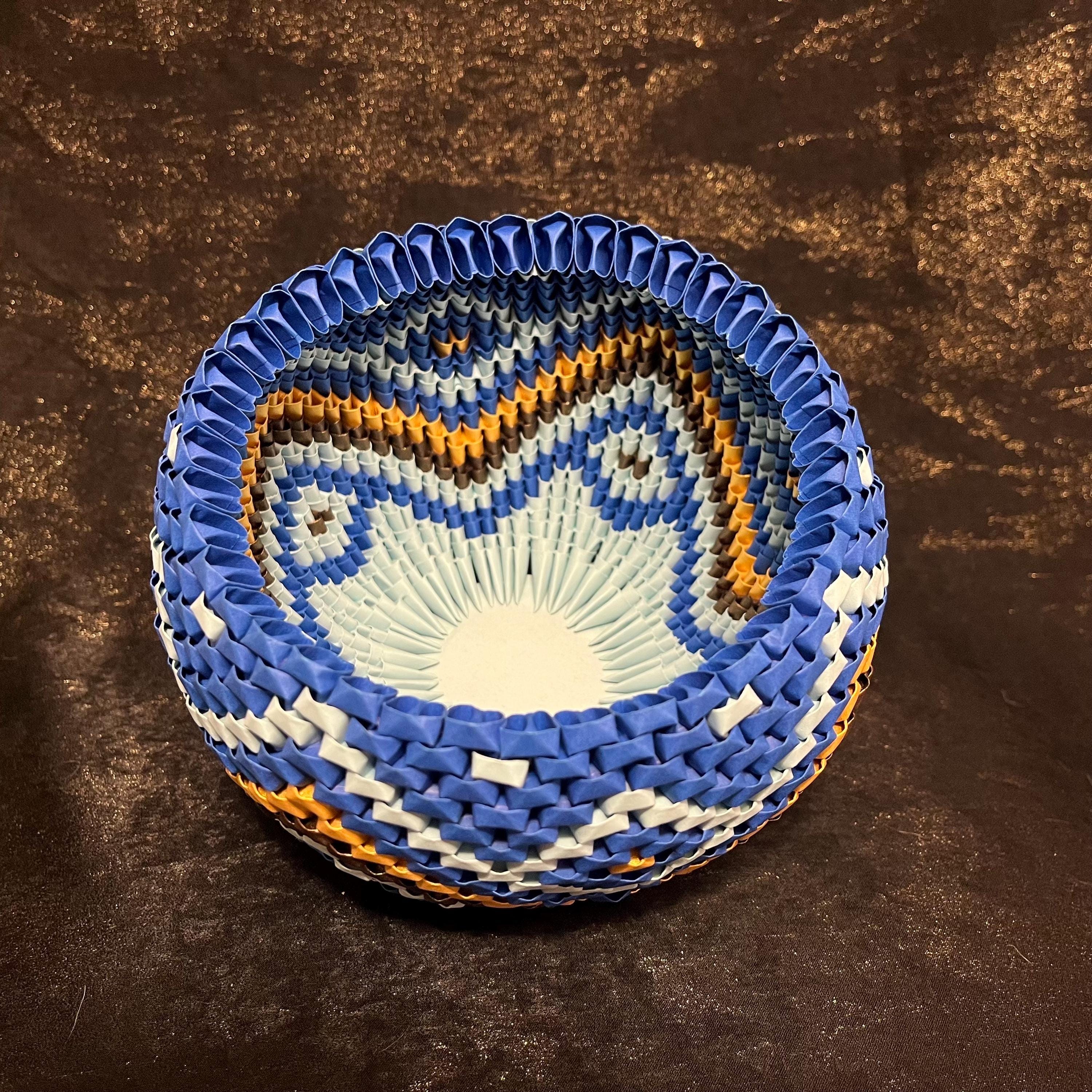 Large Folded Paper Basket - OOAK 3D Origami - Ready to Ship Handmade ...
