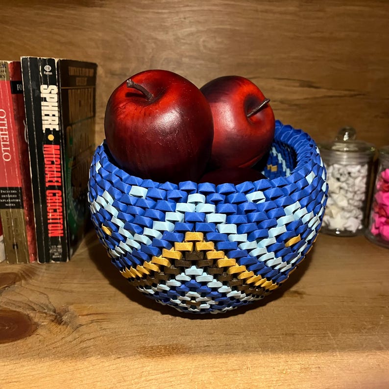 Large Folded Paper Basket - OOAK 3D Origami - Ready to Ship Handmade ...