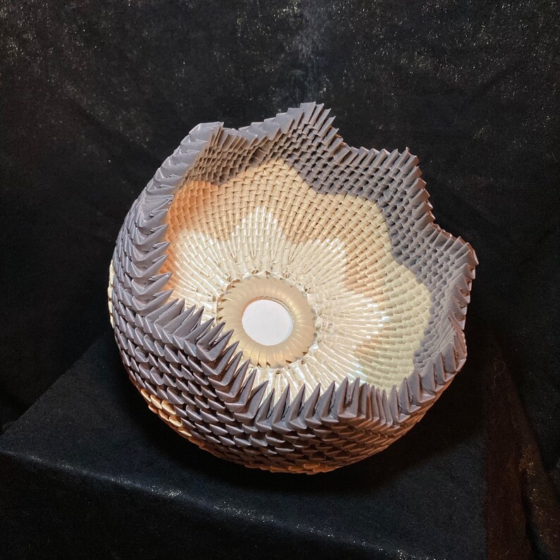 Large Folded Paper Basket - OOAK 3D Origami - Ready to Ship Handmade ...