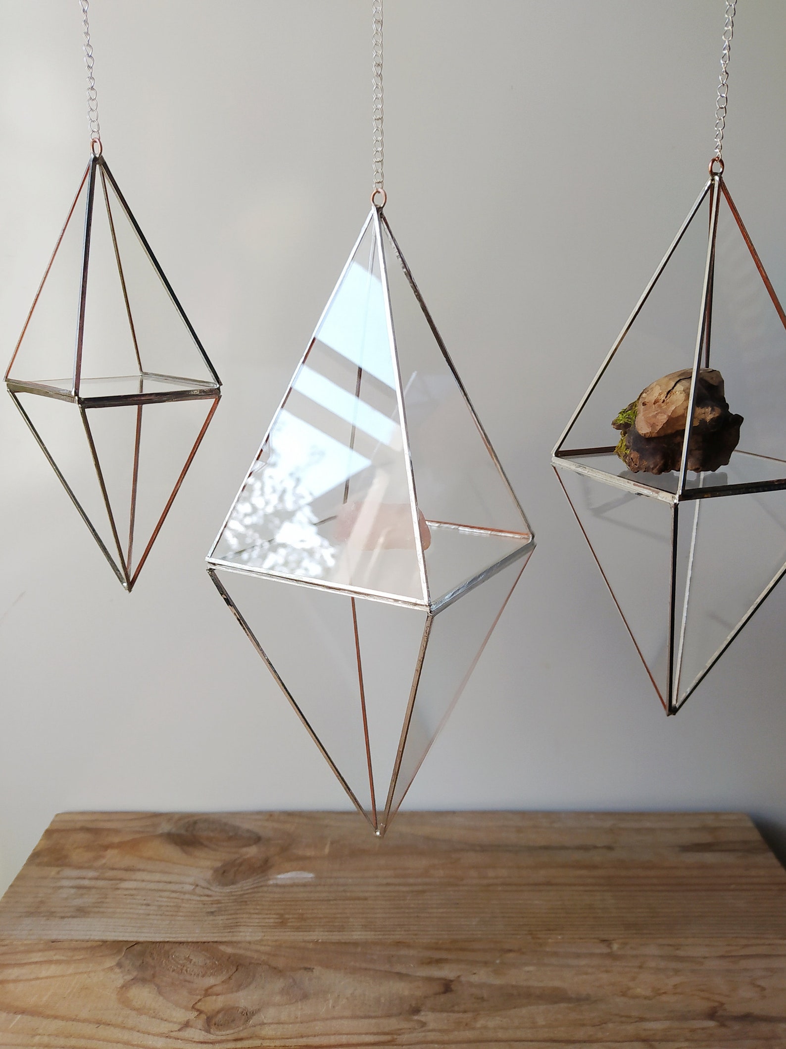 Set of Three Air Plant Hangers Crystal Display Geometric | Etsy