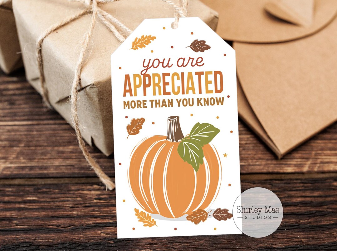 Appreciation Pumpkin Gift Tag: Printable Staff, Teacher, Coworker ...