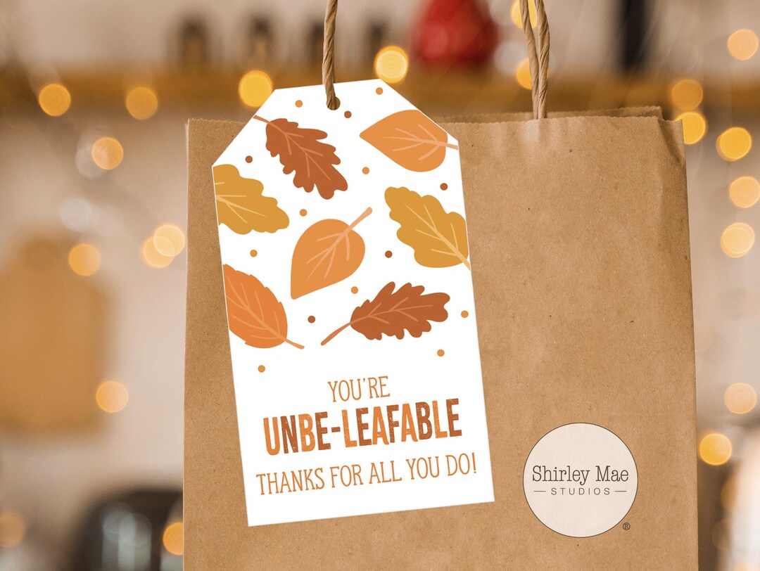 Fall Leaves Printable Gift Tag: Teacher, Staff Thank You (digital ...