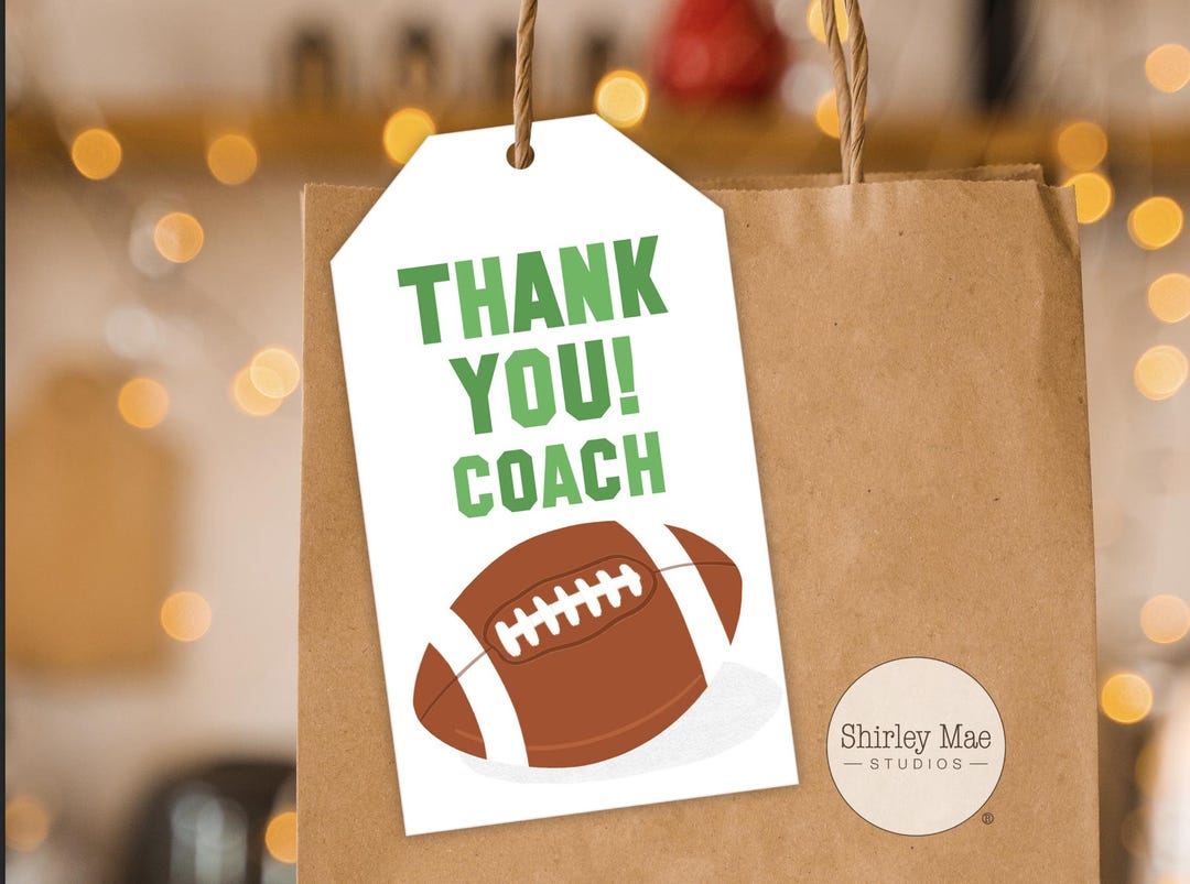 Thank You Coach Football Gift Tag Printable Gift Tag Instant Download ...