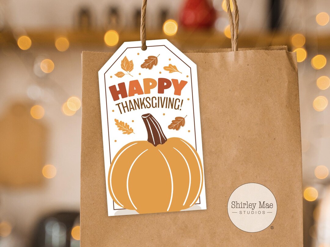 Happy Thanksgiving Gift Tag: Printable Thank You Tags (digital Download ...