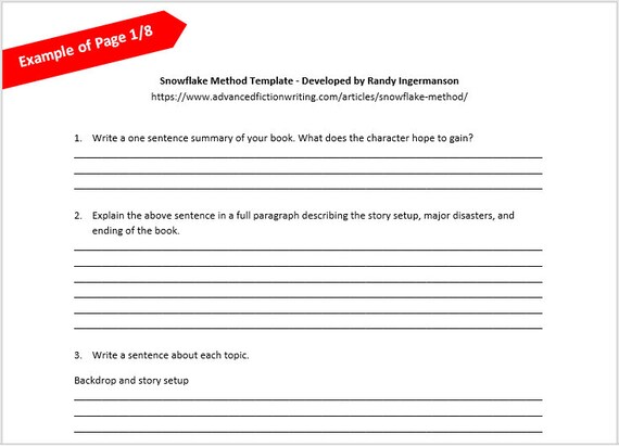 Writing Tool Snowflake Method Template | Etsy