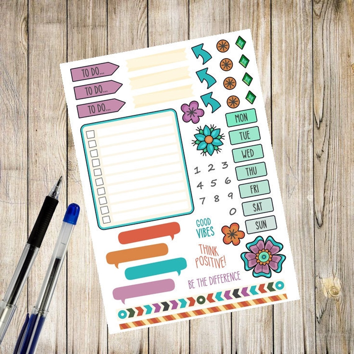 Bullet Journal Stickers Notepad Sticker Design SVG Print and - Etsy