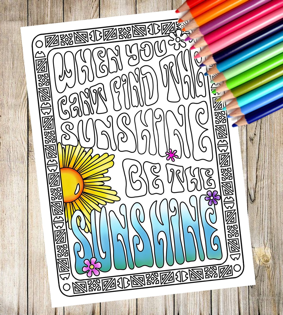 Sunshine Coloring Page - Etsy