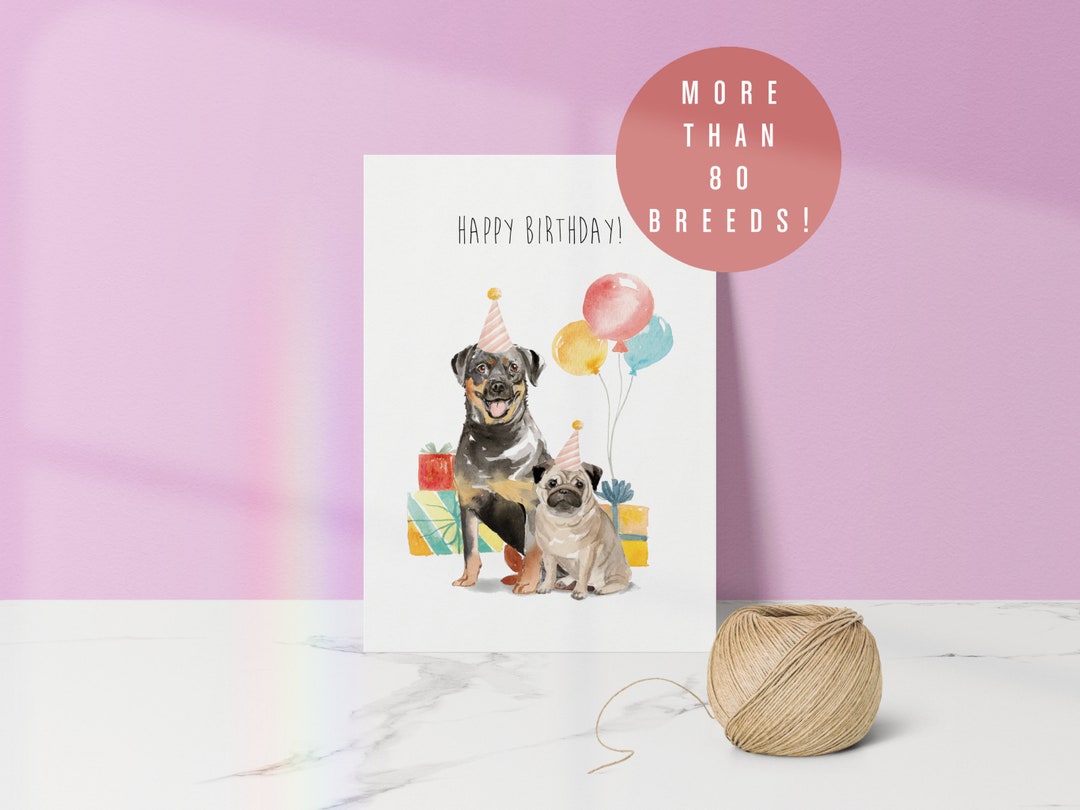 Custom Birthday Card From the Dog Personalised Breed Greetings Card ...