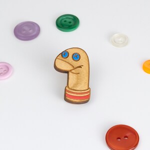 Sock Puppet Pin Hand Painted Fun Novelty Badge Wooden - Etsy