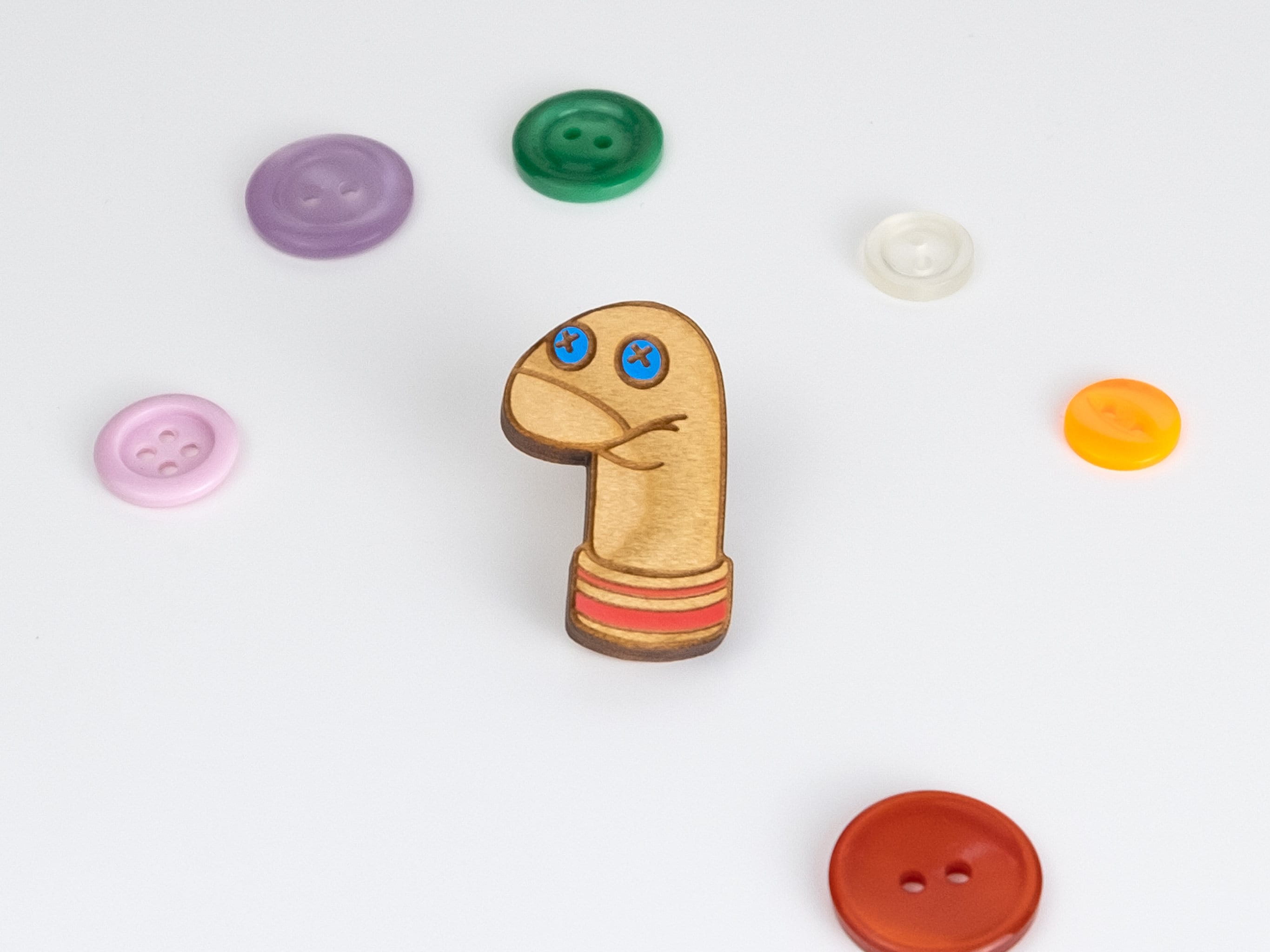 Sock Puppet Pin Hand Painted Fun Novelty Badge Wooden | Etsy
