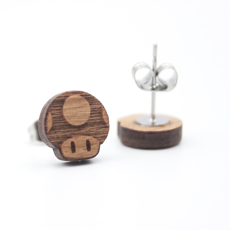 Mario Mushroom Earrings Toad Studs Eco Friendly and - Etsy UK
