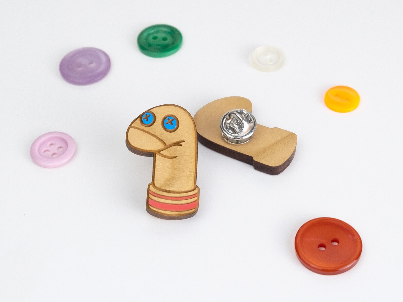 Sock Puppet Pin Hand Painted Fun Novelty Badge Wooden | Etsy