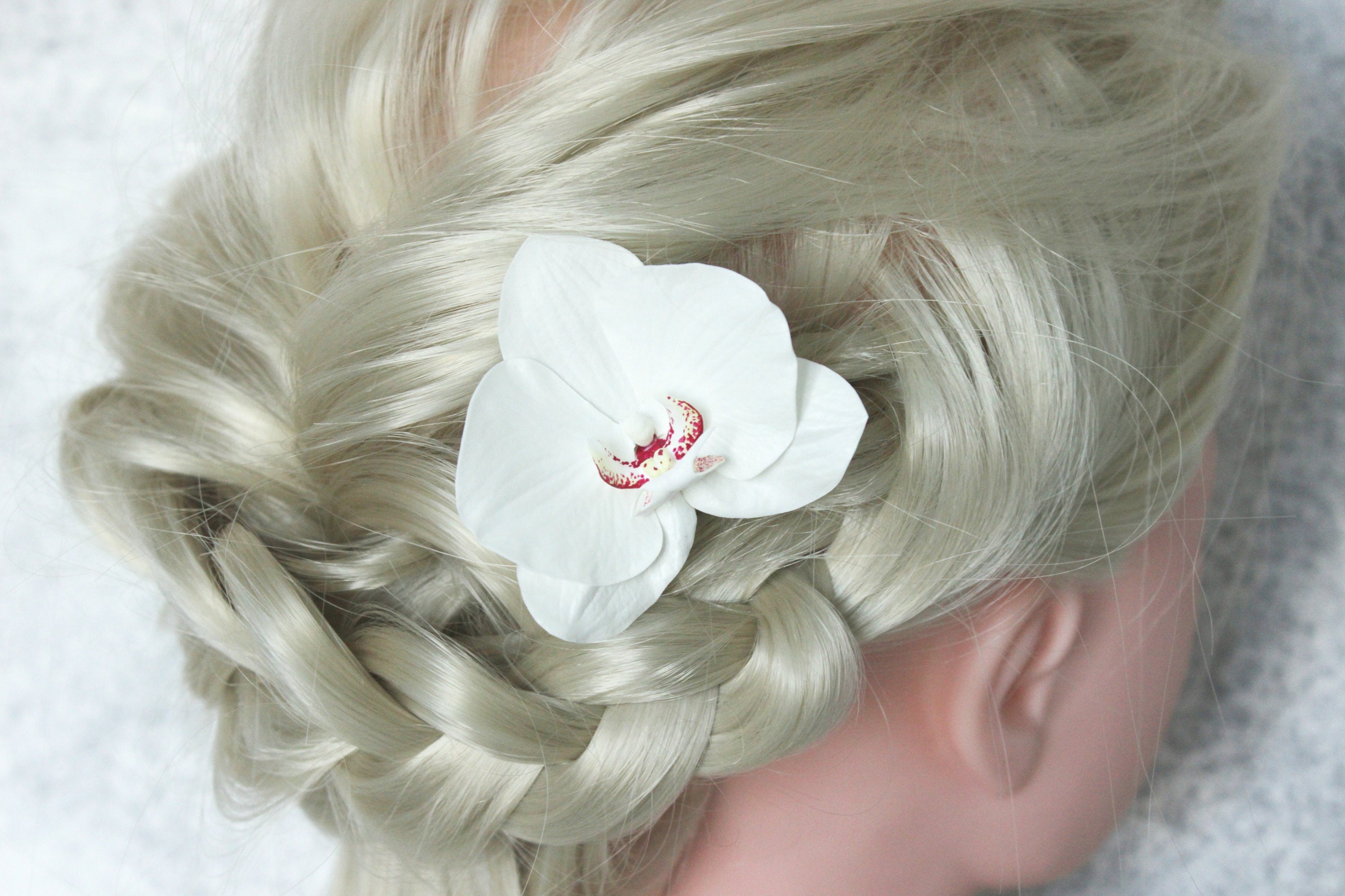 White Orchid Hair Pins Tropical Bridal Hair Piece Beach - Etsy