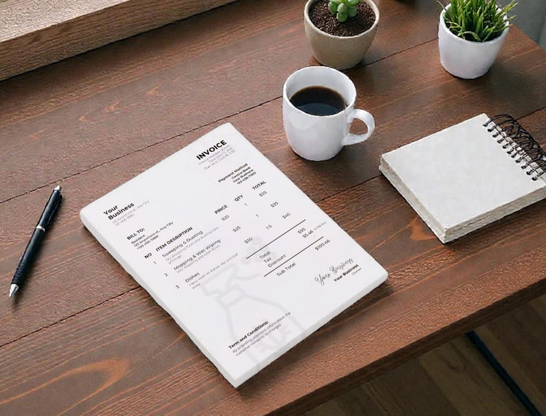 Clean Invoice Template | Editable Canva Invoice | Simple Business ...