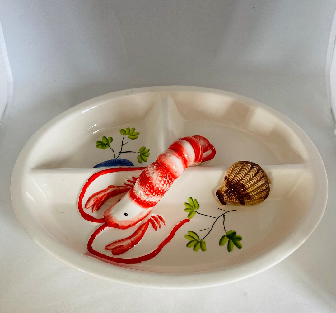 Seafood Serving Platter Handpainted With Lobster, Mussels and Clams ...