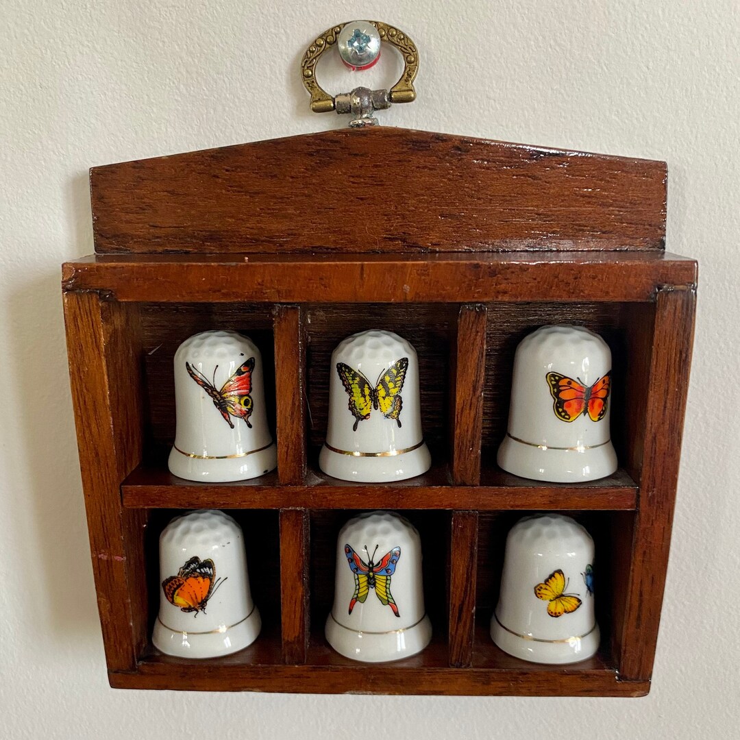 Wooden Sectional Vintage Thimble Display Unit - Holds 6 Thimbles ...