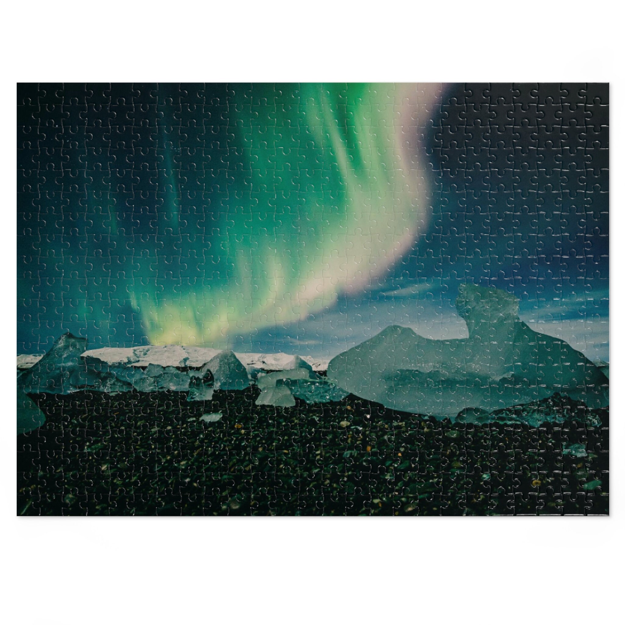 Northern Lights Over Diamond Beach Jigsaw Puzzle | Aurora Borealis ...