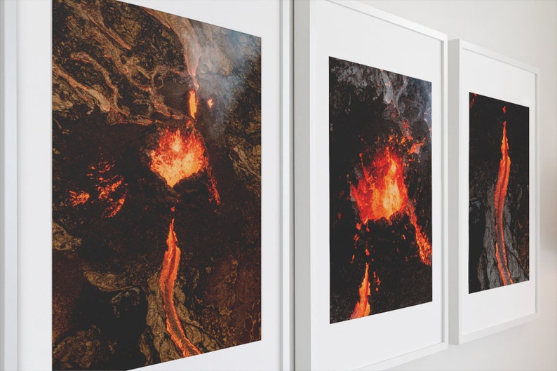 Volcano Prints Triptych - Geldingadalur Iceland Posters | Set of 3 ...
