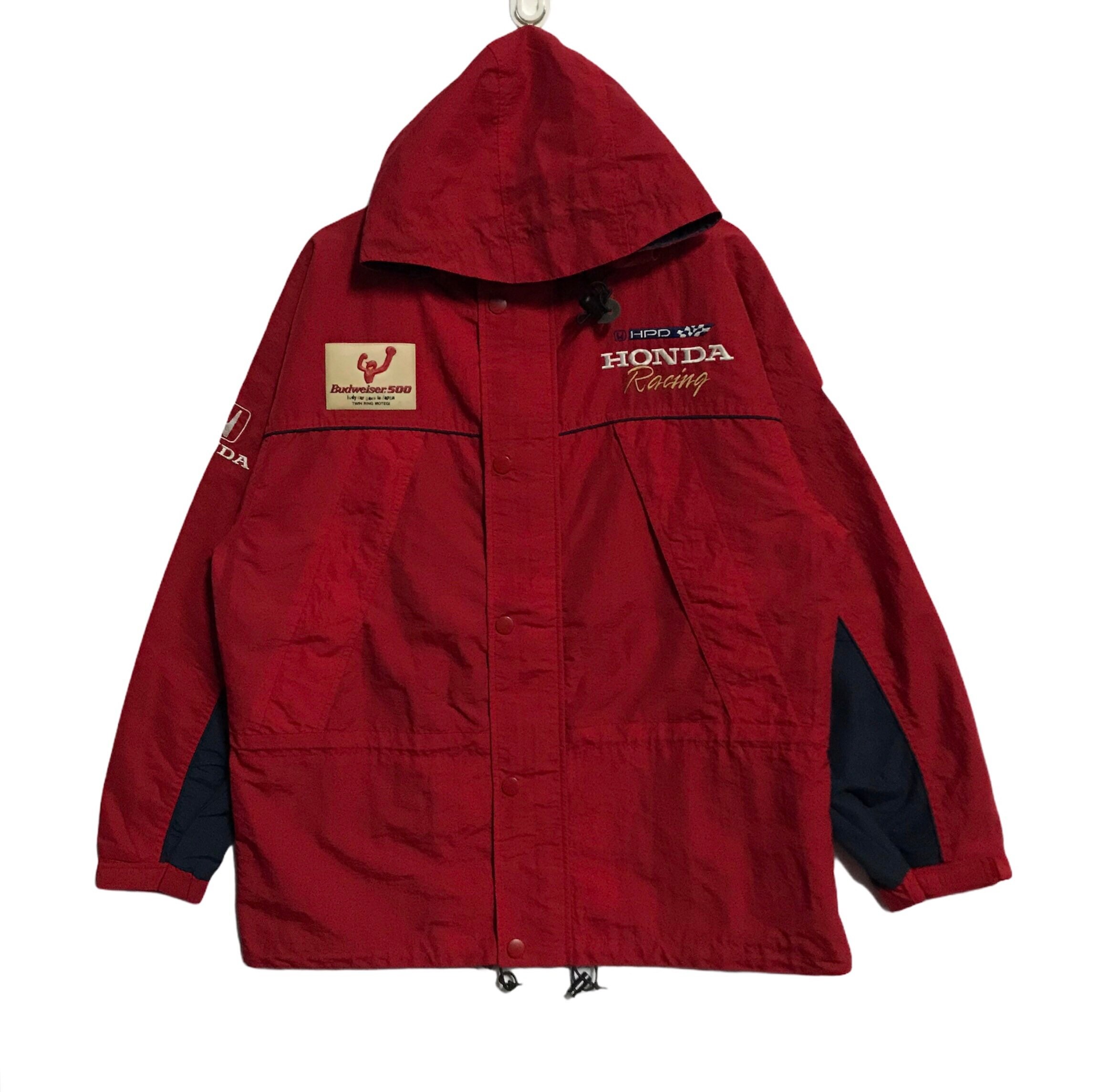 Rare Vintage HONDA Hoodie Jacket Embroidery Logo Honda Racing Budweiser ...
