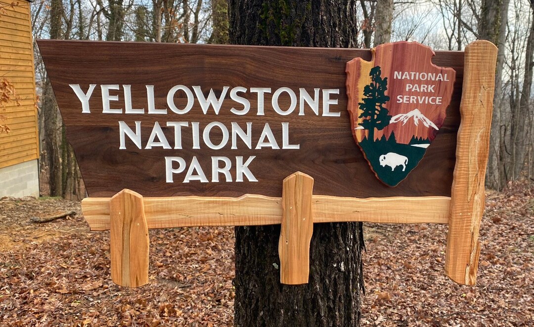 Yellowstone National Park Entrance Sign Replica, Wood Wall Decor - Etsy