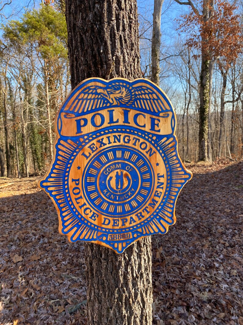 Custom Wooden Police Badge - Handmade Engraved Wood Badge for Law ...