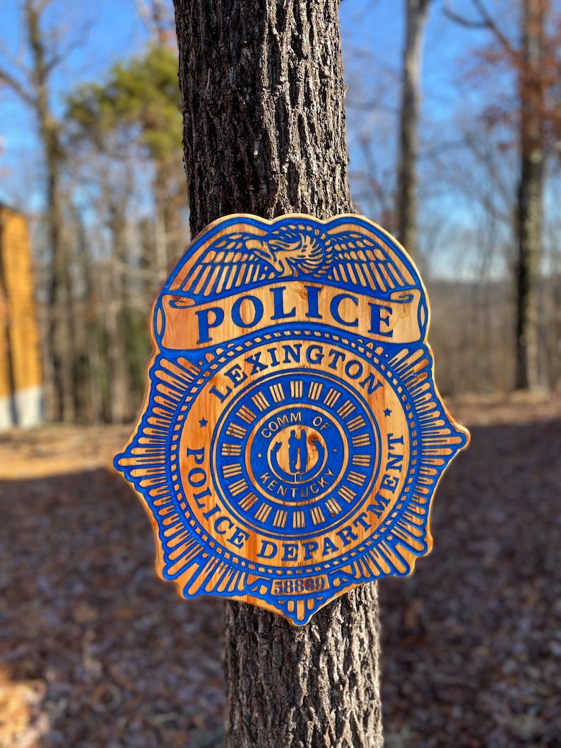 Custom Wooden Police Badge - Handmade Engraved Wood Badge for Law ...