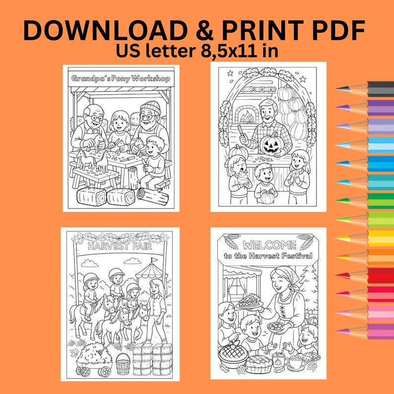 Harvest Festival Coloring Pages for Kids, Fall Market 20 Coloring ...
