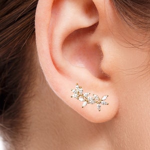 Ear Climbers Stud Earrings Minimalist Ear Crawlers Bridesmaids Earrings ...