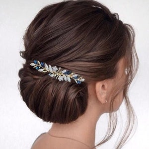 Blue Sapphire Hair Piece Crystal Hair Comb Floral Bridal Hair ...