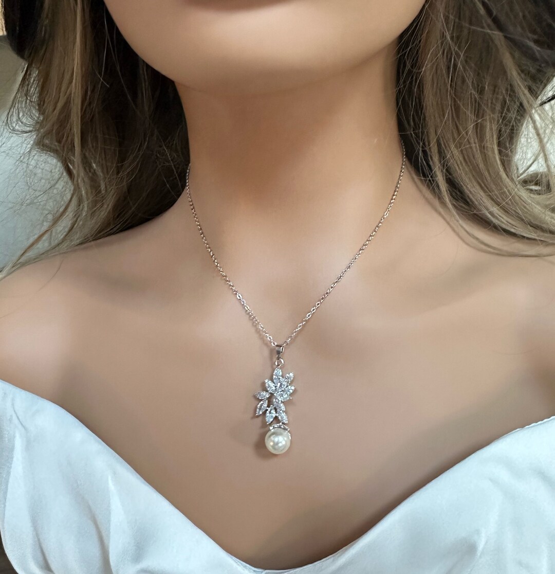 Pearl Wedding Necklace Pearl Bridal Necklace Set Wedding Jewelry Pearl ...