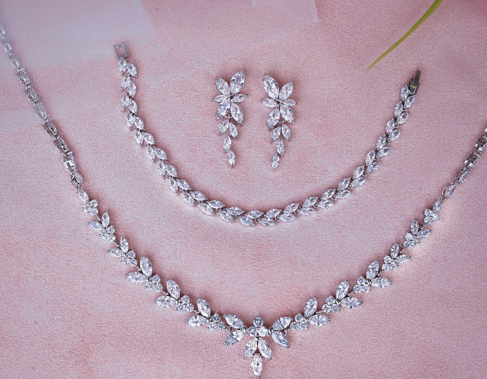 Bridal Necklace Set Silver Wedding Jewelry for Bride Silver Bridal ...